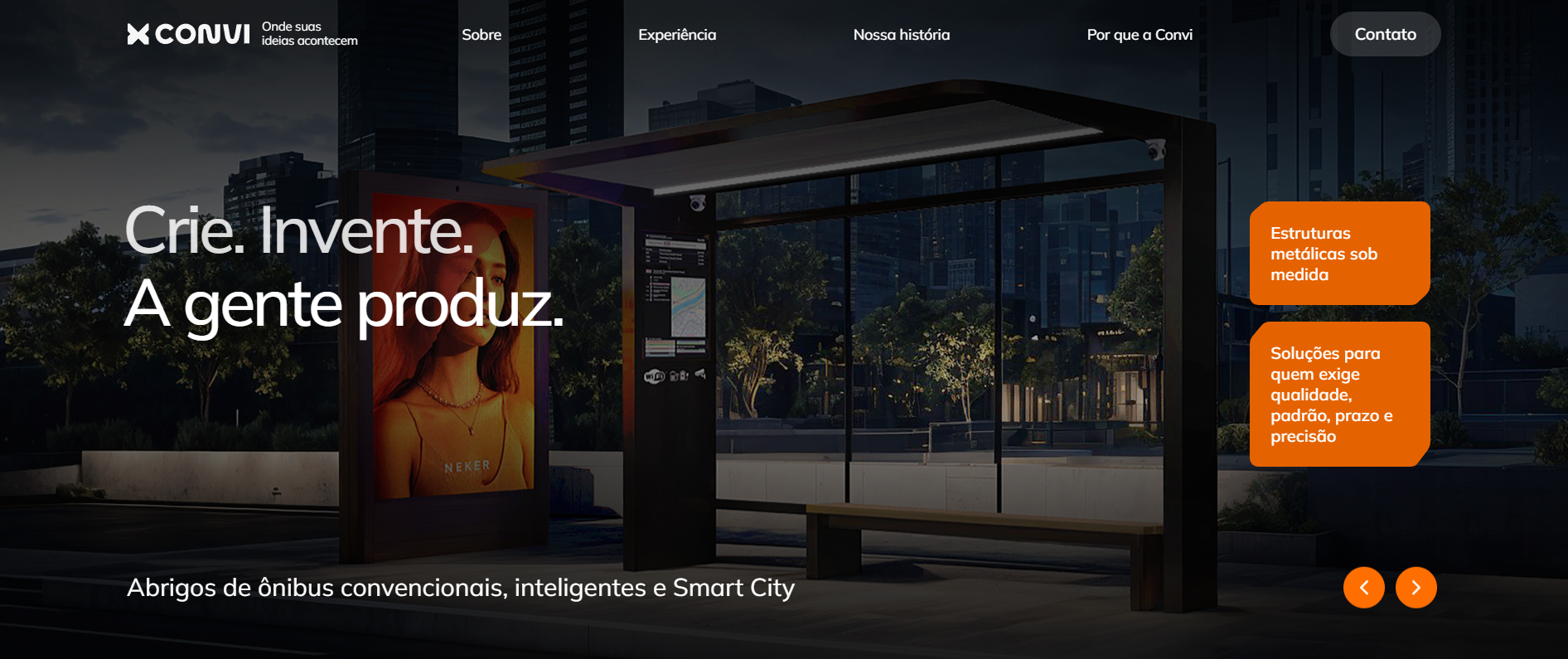 Abrigos de Ônibus Inteligentes e Convencionais | Convi